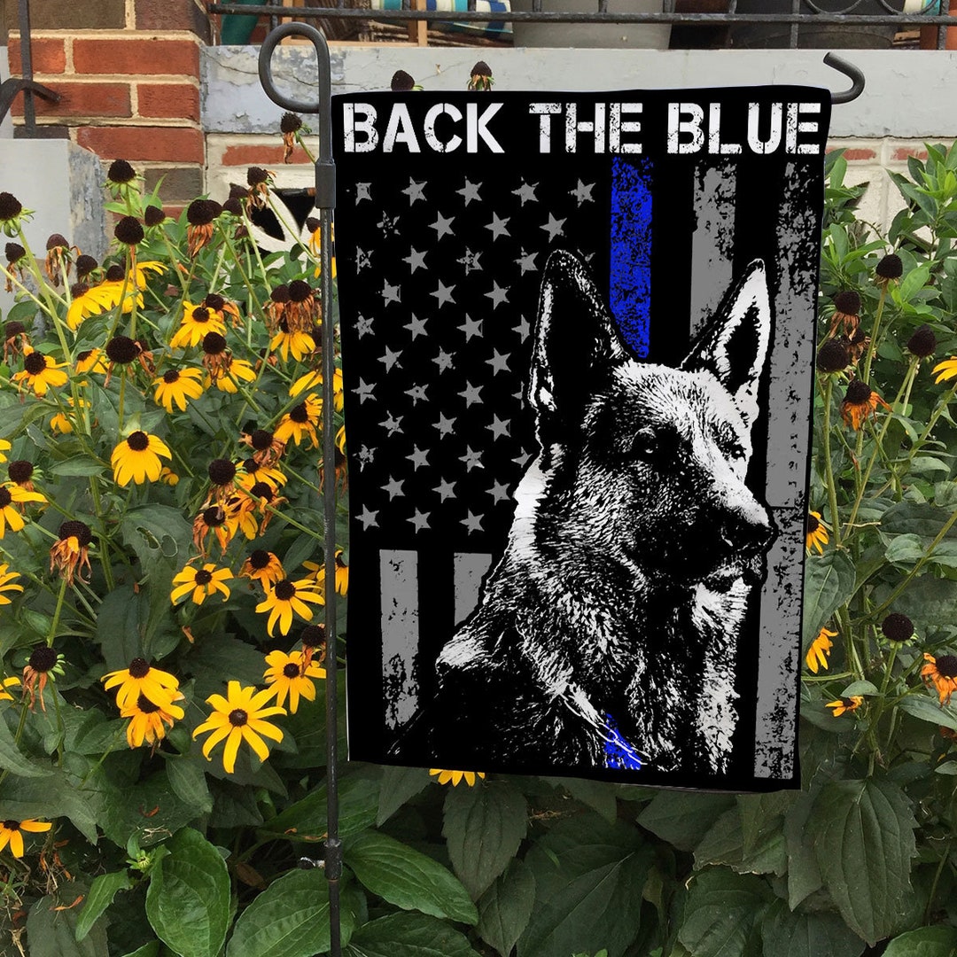 Back the Blue Garden Flag, Thin Blue Line Flag, K-9 German Shepherd ...