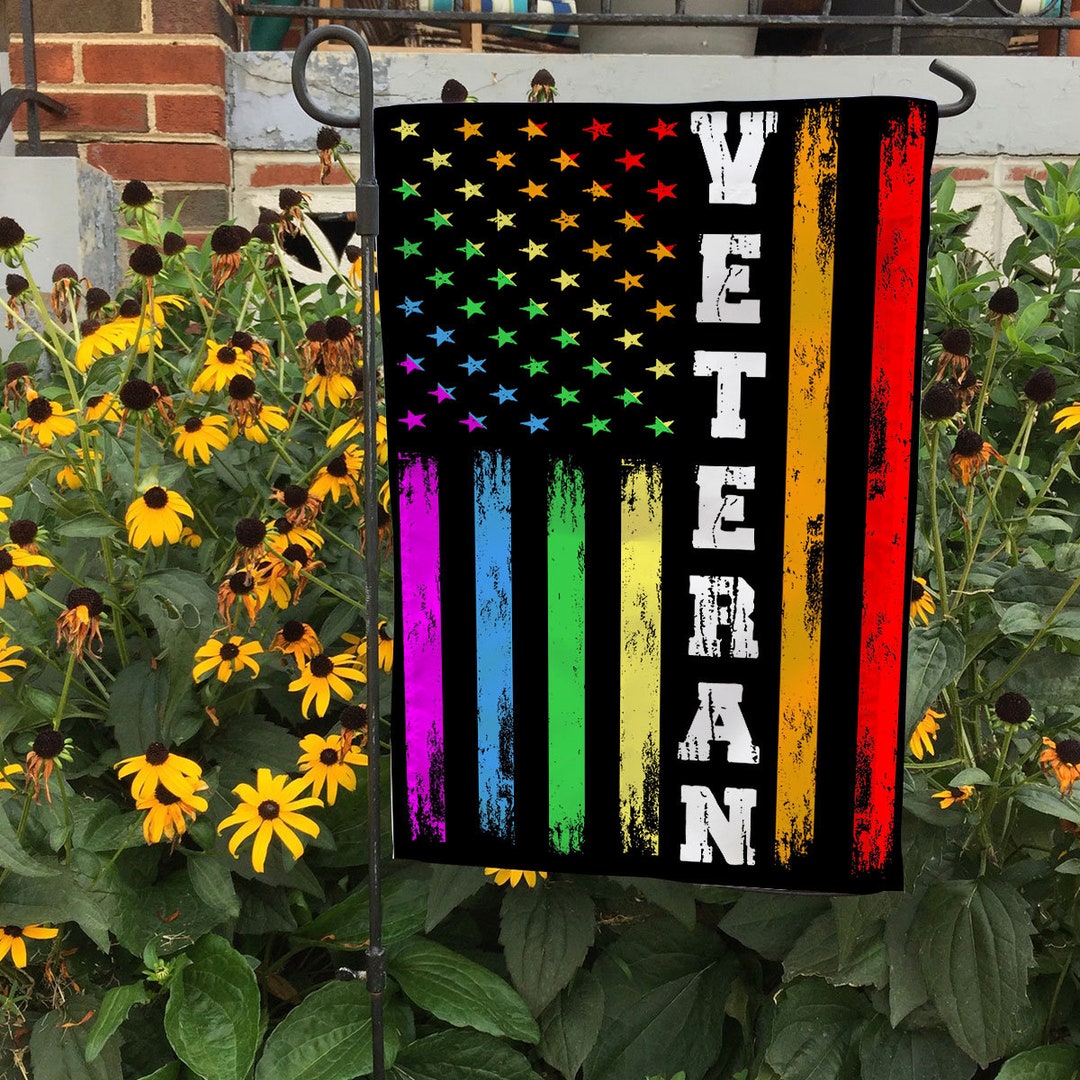 Veteran Lgbtq Rainbow Flag, Gay Lesbian Transgender, Us Army Garden ...
