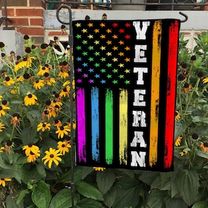 Veteran Lgbtq Rainbow Flag, Gay Lesbian Transgender, Us Army Garden ...