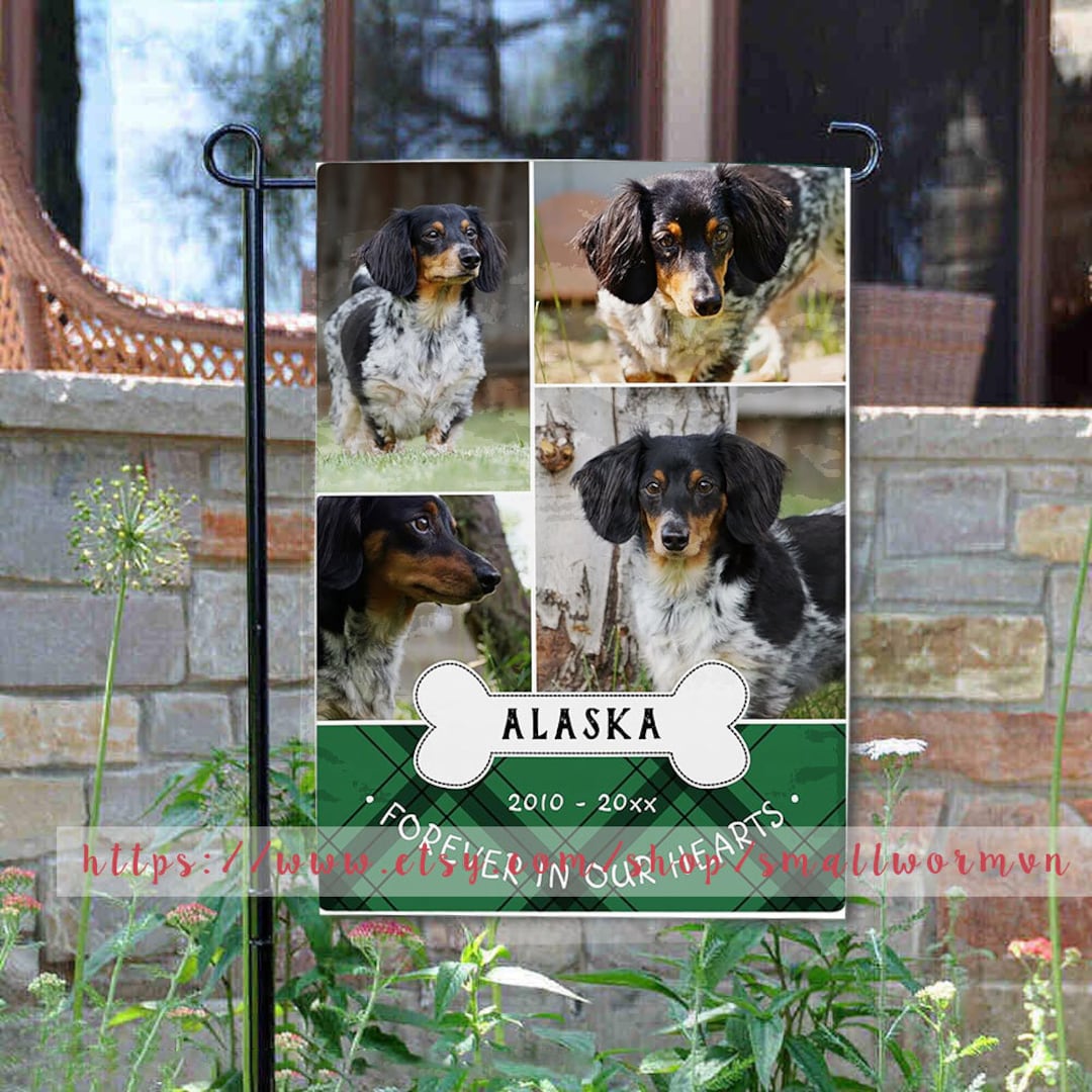 Personalized Pet Memorial Flag, Forever in Our Hearts Pet Flag, Dog ...