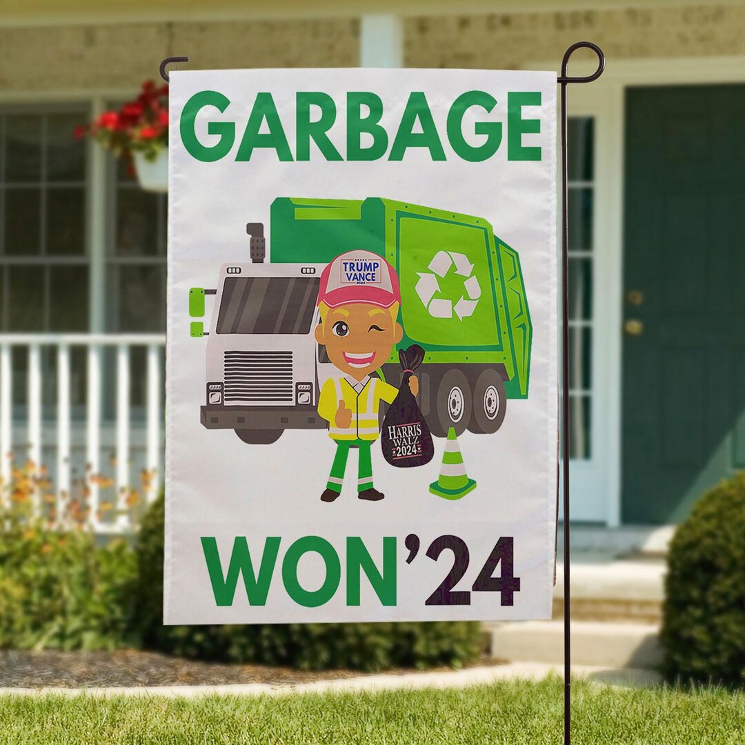 Garbage Man Won 2024 Flag, Funny Trash Truck Flag, America Democrat ...