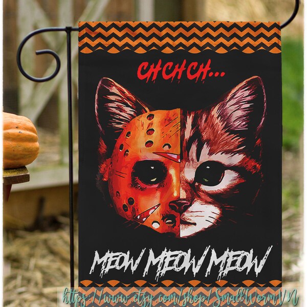 Halloween Black Cat Garden Flag - Etsy