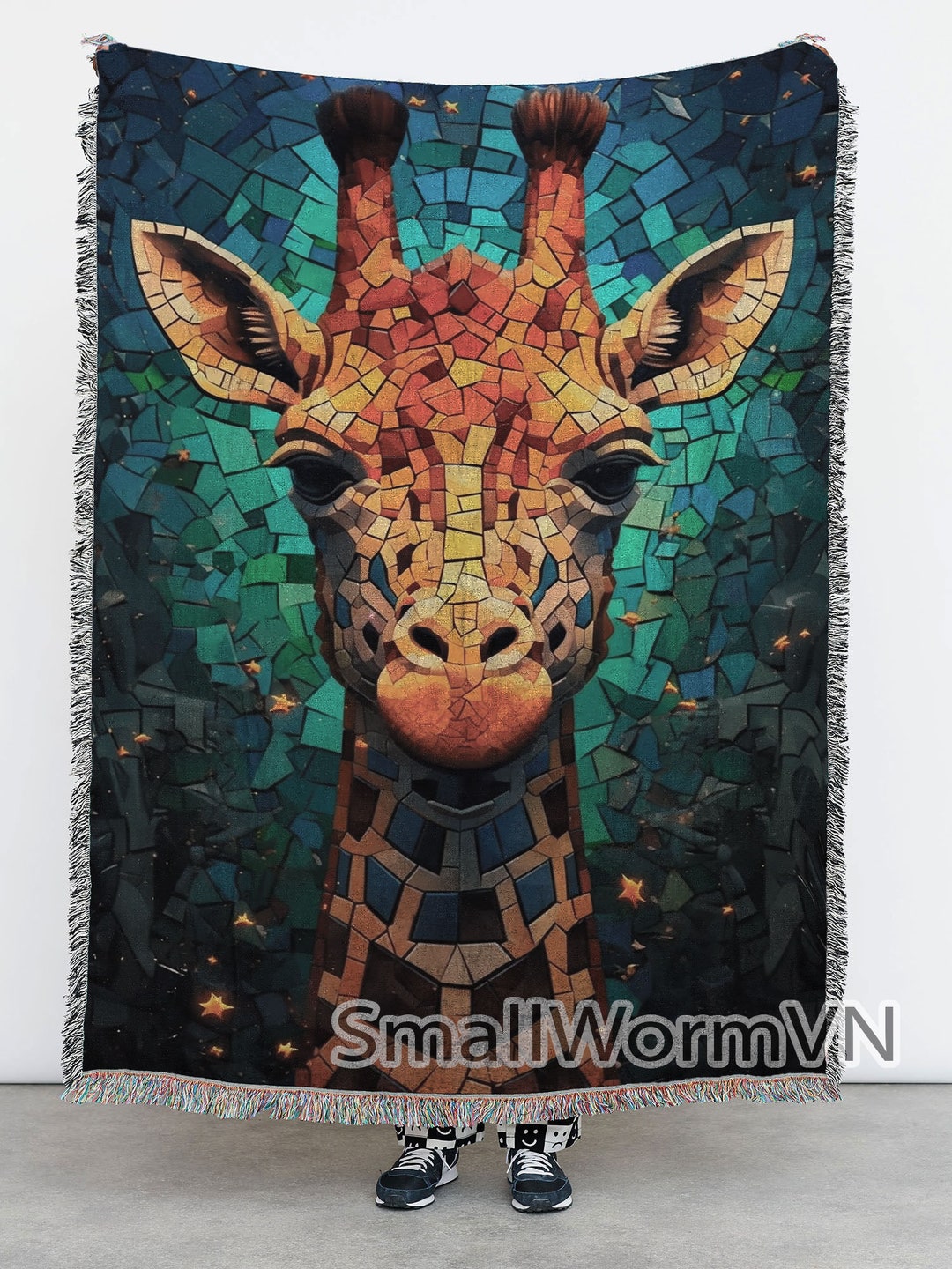 Giraffe Stained Glass Throw Blanket, Giraffe Throw Blanket, Animals ...