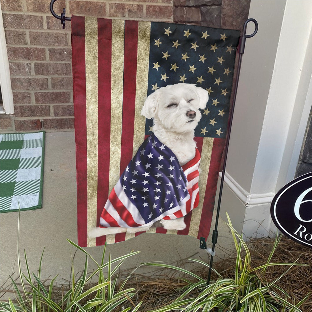 Curly Maltese USA Tea Flag, American Flag, Dog Lover Gifts, 4th July ...