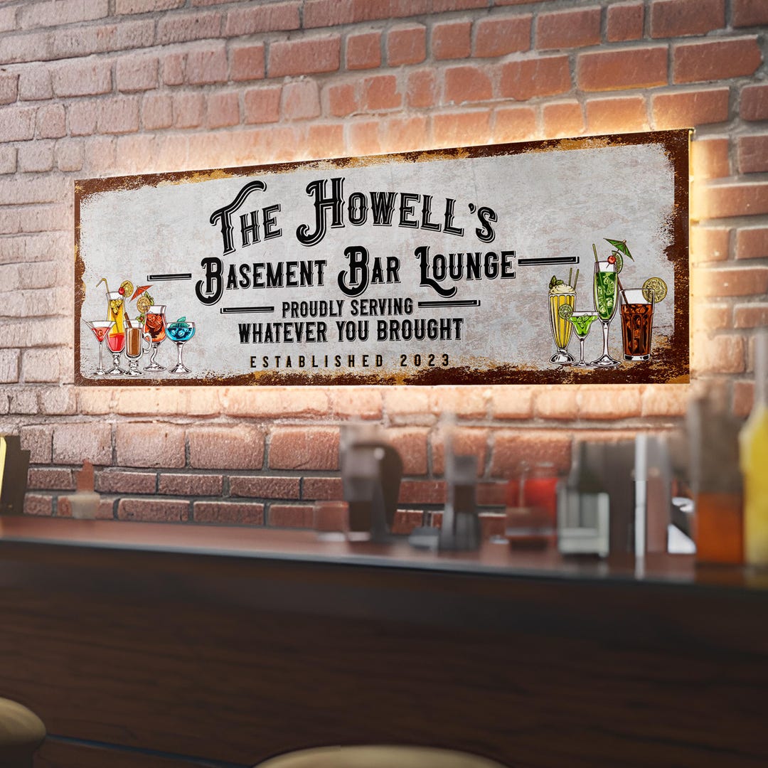 Basement Bar Sign, Rustic Basement Bar Wall Decor, Vintage Man Cave ...
