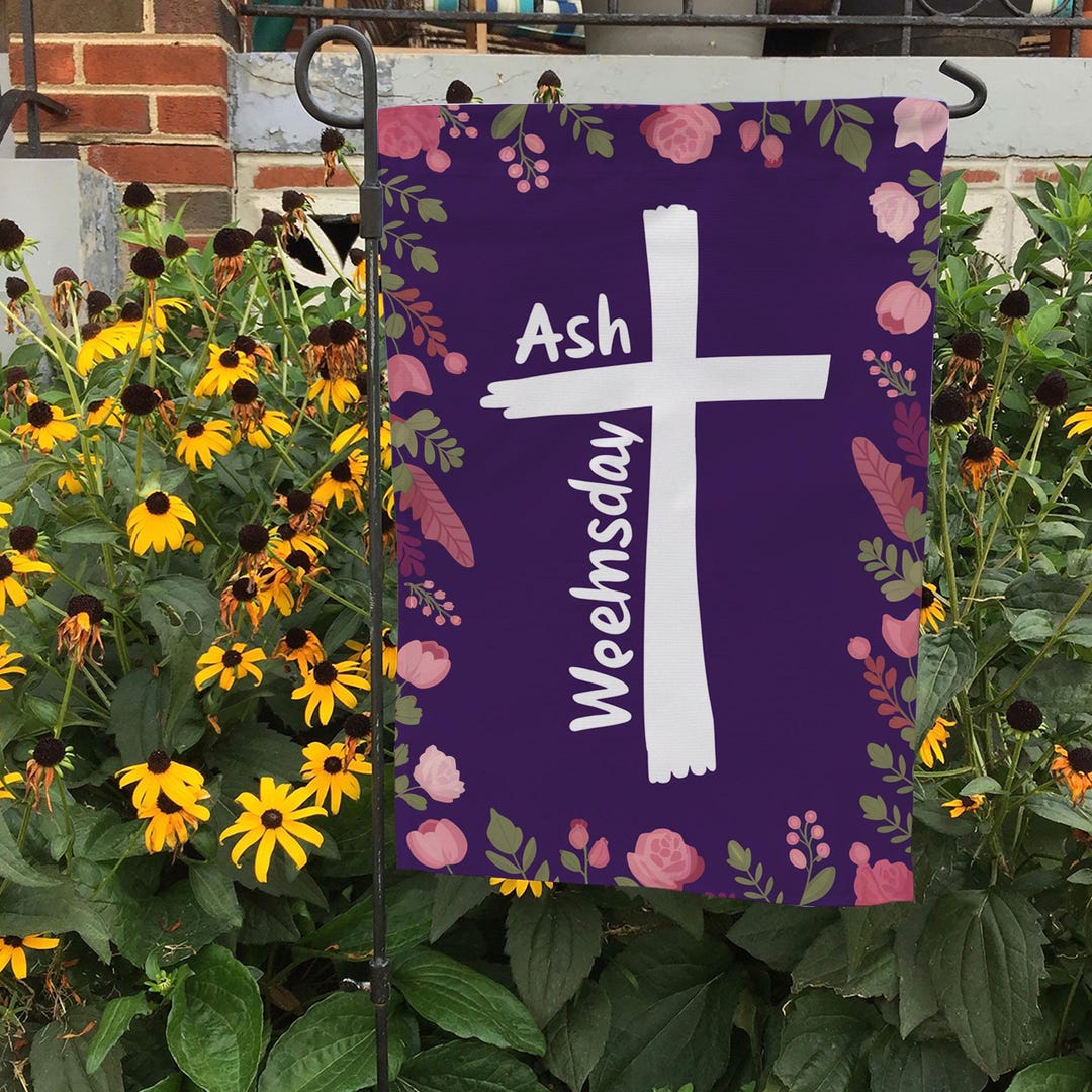 Rustic Lent Cross Garden Flag, Ash Wednesday Christian Yard Decor ...