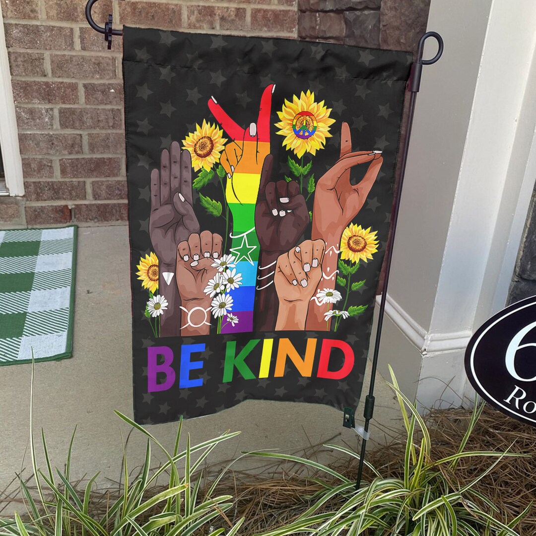 Be Kind Flag, Language Hand Talking LGBTQ+ Flag, Gay Les Pride Asl ...