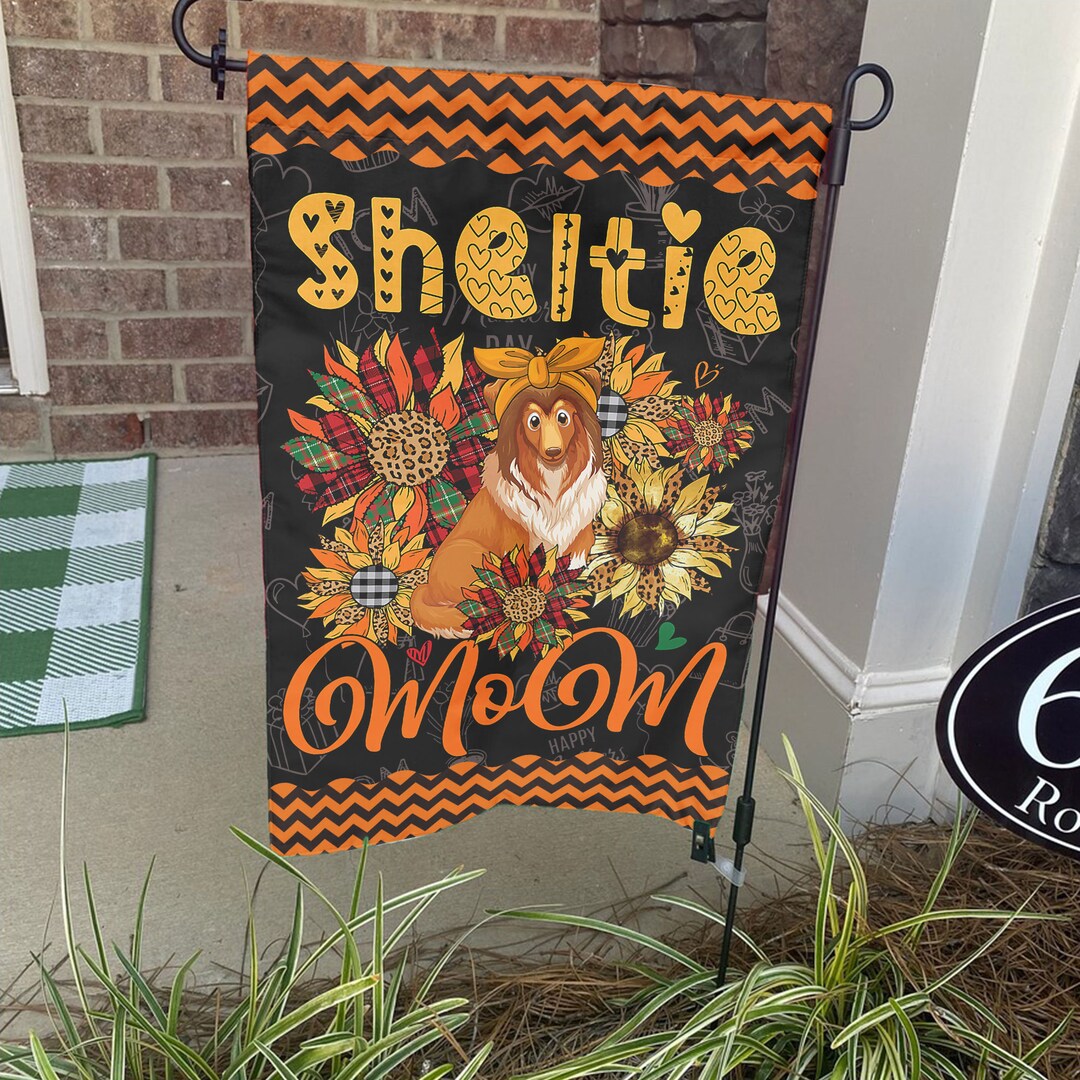 Sheltie Mom Flag, Leopard Sunflowers Garden Flag, Dog Bow Tie House ...