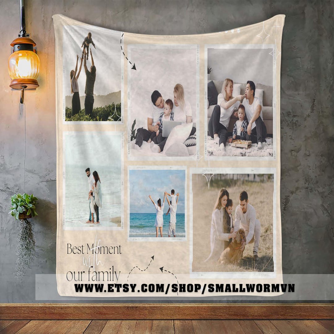 Custom Photo Blanket Collage, Picture Collage Blankets, Friend Birthday ...