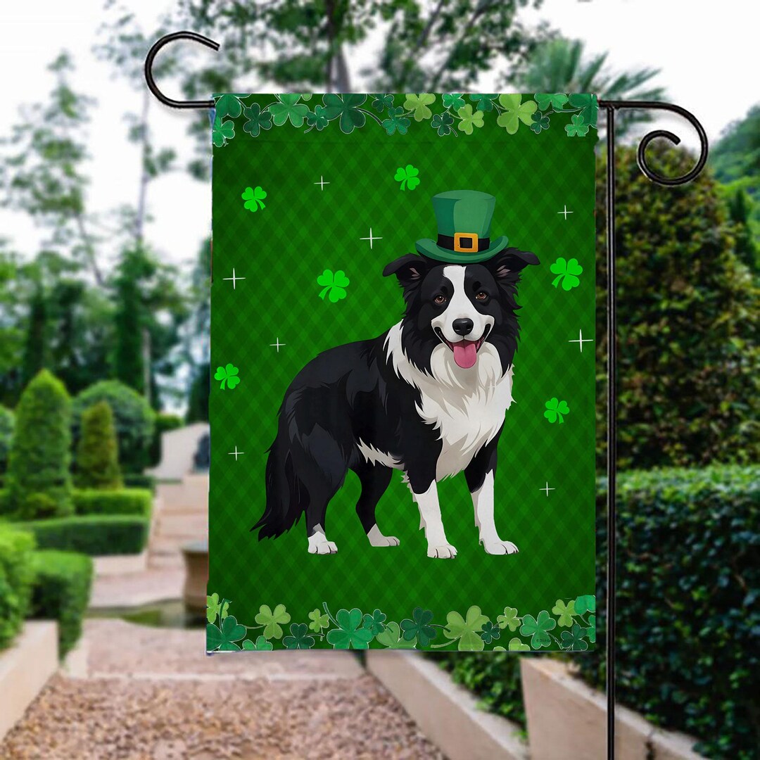 Border Collie Dog St Patrick's Day Flag, Border Collie St Patty Flag ...