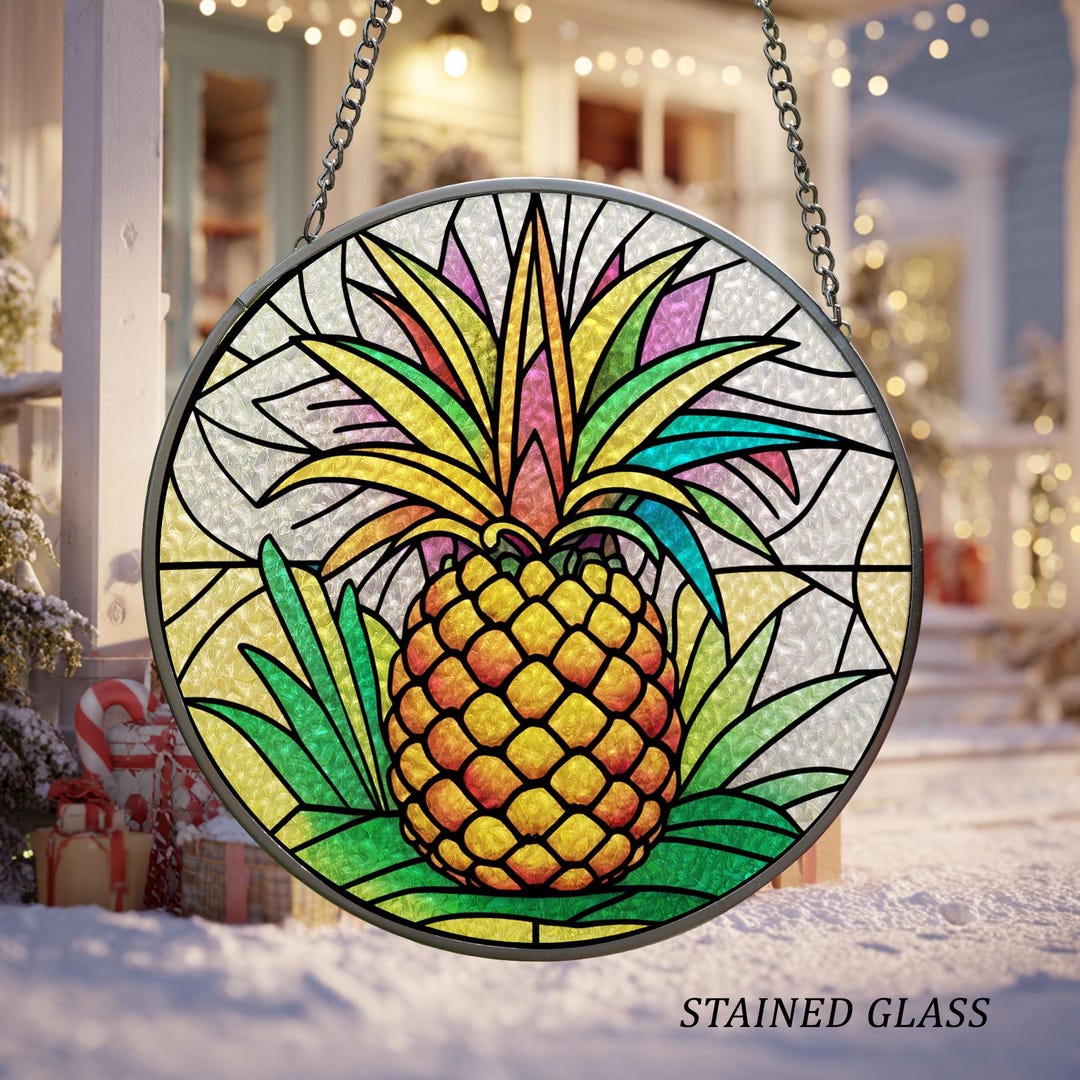 Pineapple Stained Glass Suncatcher, Pineapple Suncatcher Decor, Gift ...