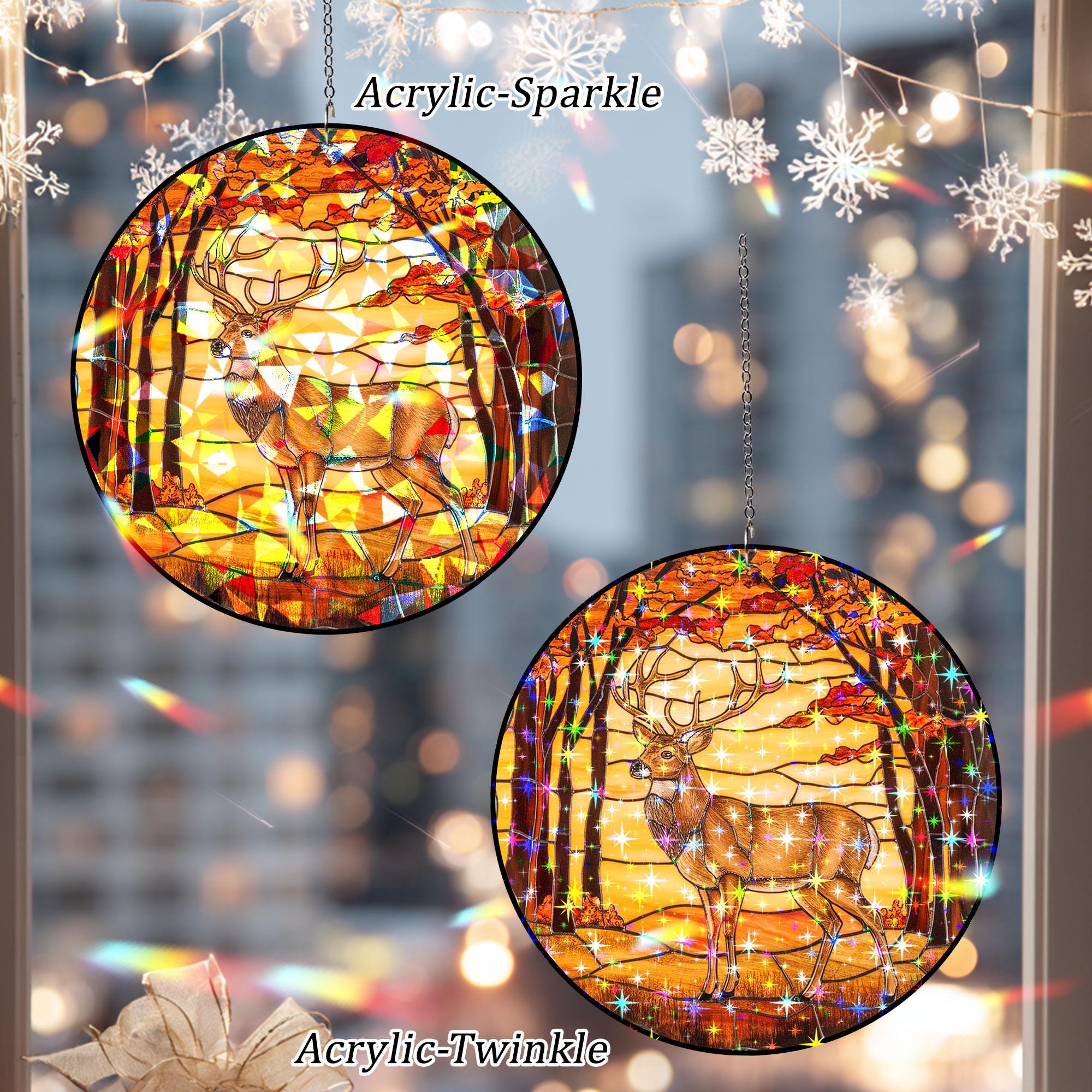 Deer Stained Glass Suncatcher, Deer Winter Suncatcher, Holiday Deer ...