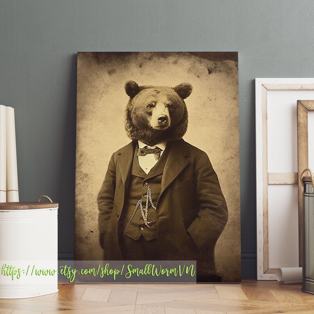 Gothic Bear Portrait Victorian Gothic Bear Wall Art - Etsy