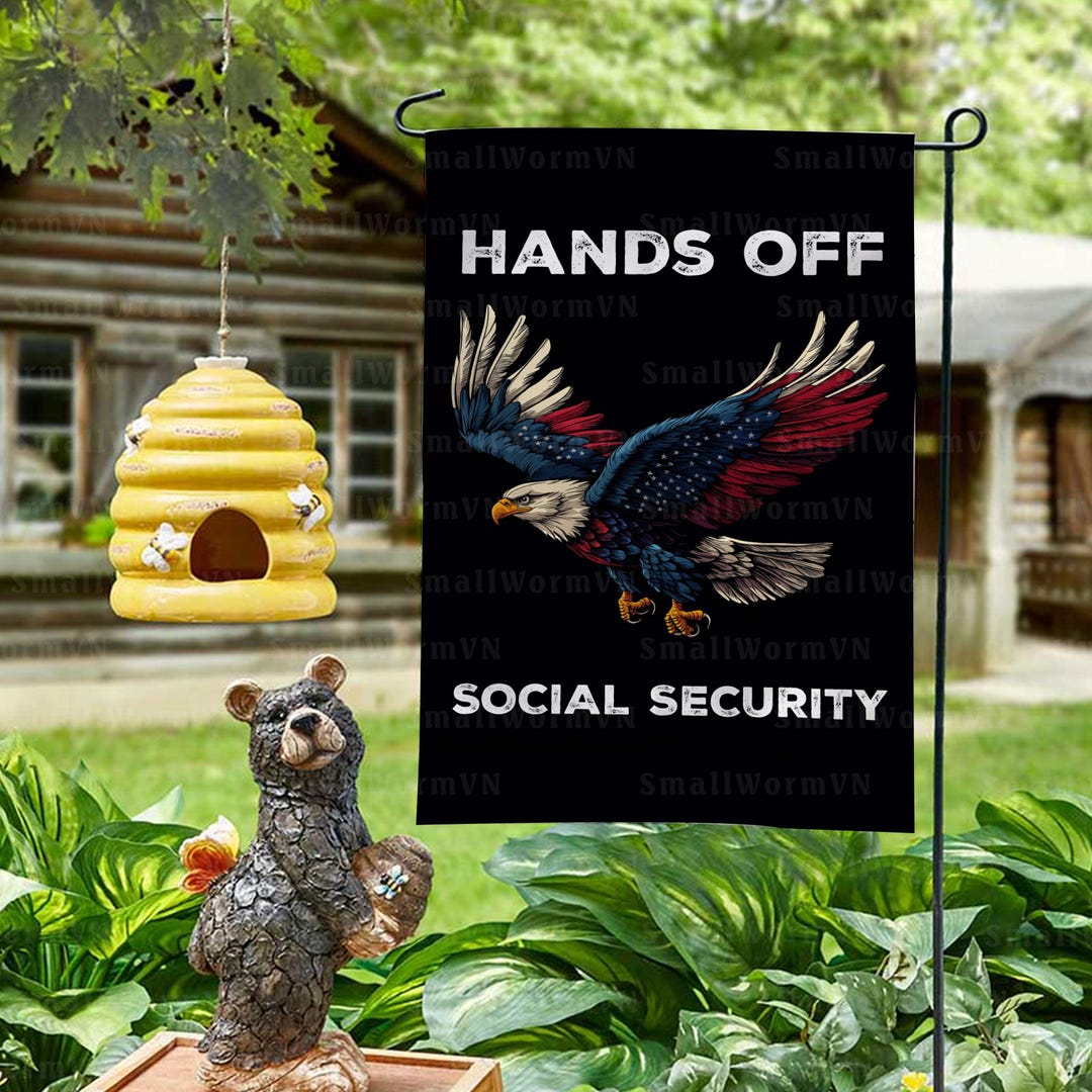 Hands off Protest Eagle Flag, Liberal Porch Decor, Democrat Garden Sign ...