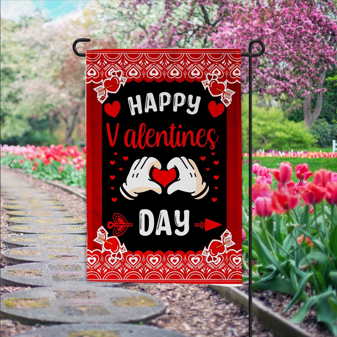 Couples Valentine Date Love Flag, Pink Valentine's Day Flag, Valentine ...