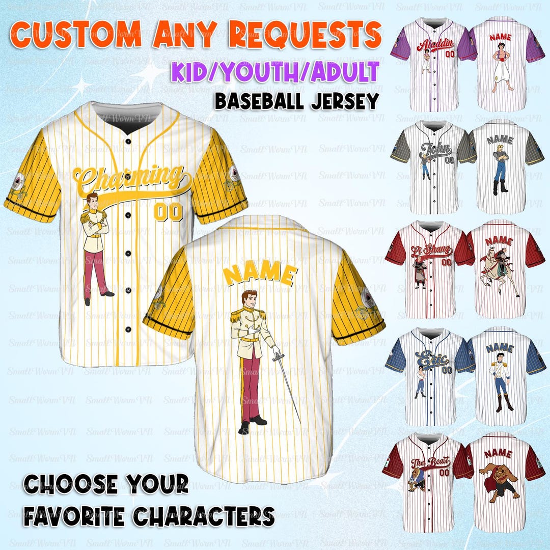 Disney Prince Baseball Jersey, Disney Prince Birthday Shirt, Men's ...