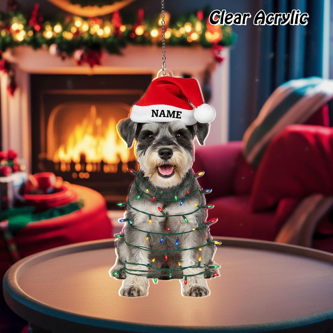 Custom Name Schnauzer Dog Christmas Ornament, Cute Dog Lover Tree ...