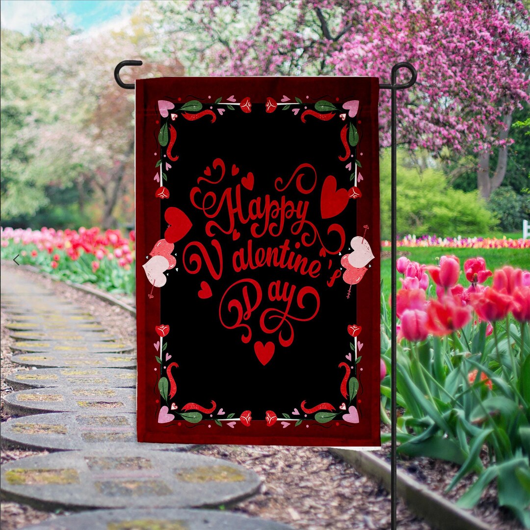 Happy Valentines Day Flag, Love Heart Flag, February Garden Flag, Happy ...