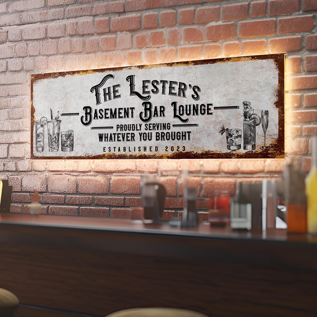 Custom Basement Bar Sign, Personalized Basement Bar Sign, Basement Bar ...