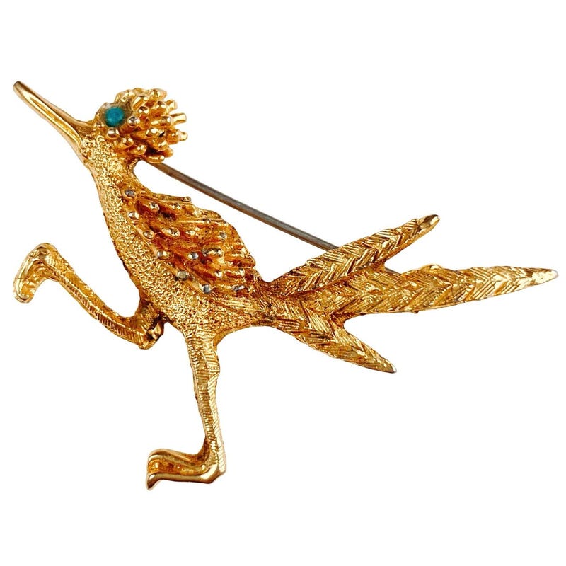 Gold Roadrunner Pin - Etsy