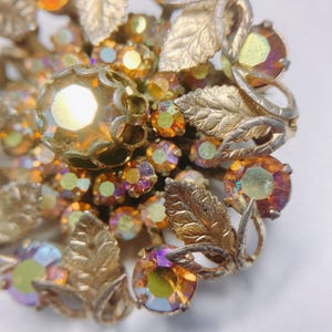 Mid Century VTG Aurora Borealis 1.5" Rhinestone Brooch Pin, Riveted ...