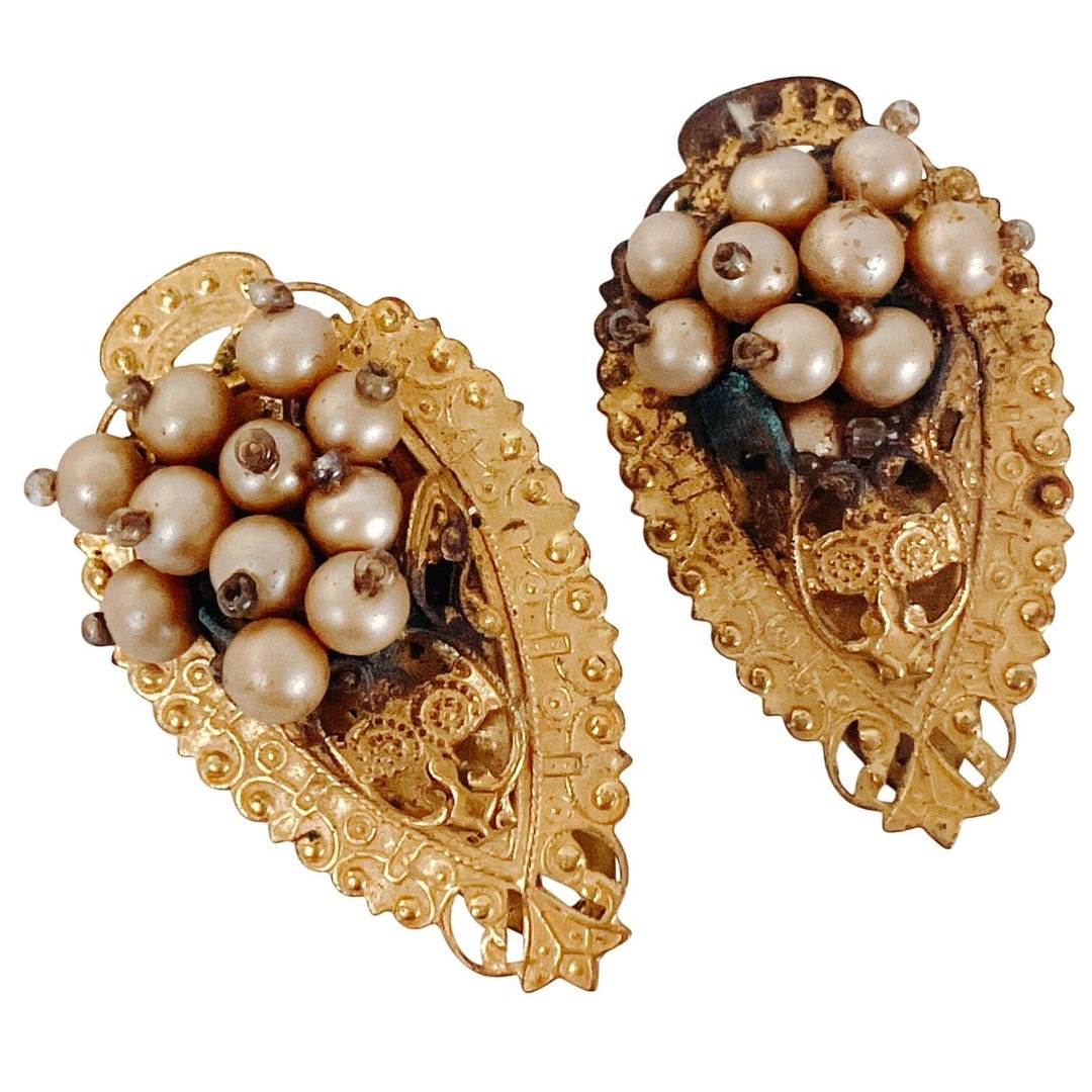 Vintage Art Deco 1930s 1940s Pearl Shoe Clips Gold Tone - Etsy