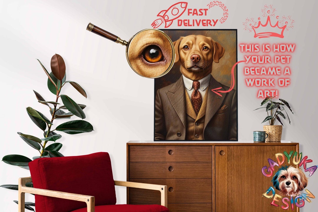 Personalized Dog Portrait: Professor Oil Painting (digital Product) - Etsy
