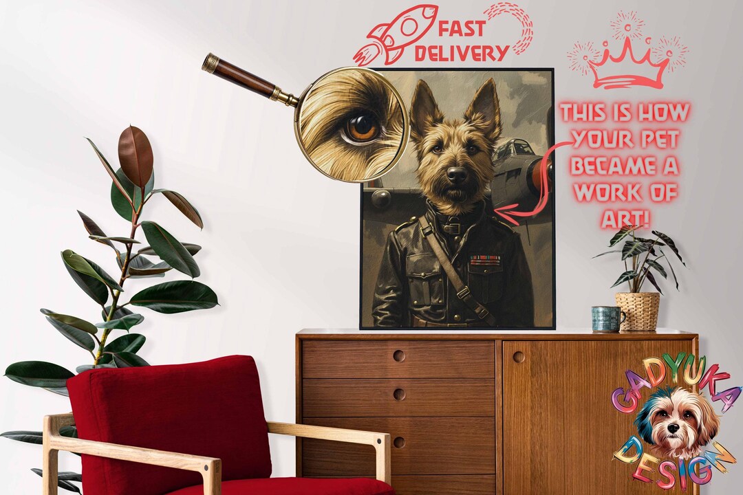 WW2 Fighter Pilot Dog Portrait: Aviator Pet, Military Art (digital ...