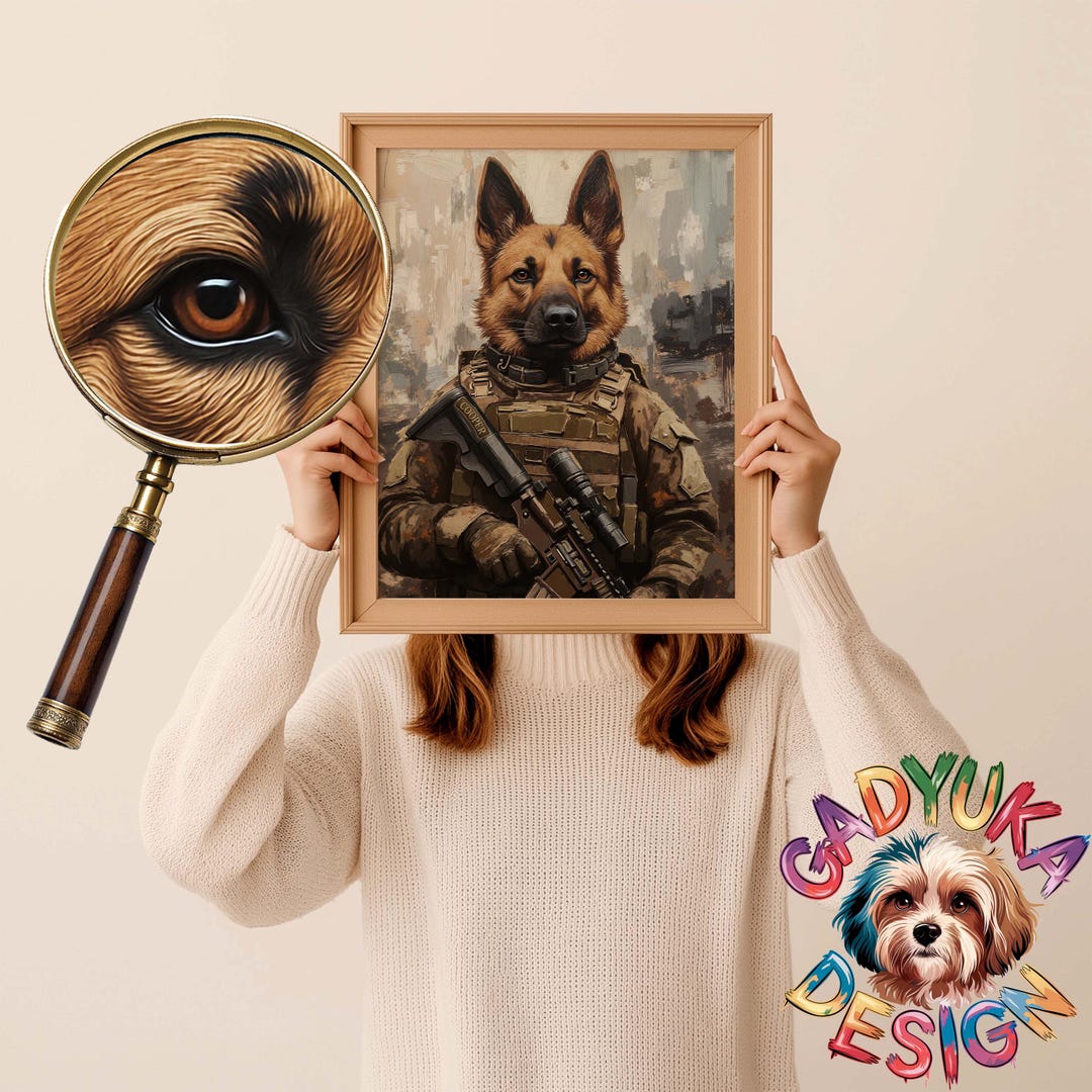 Custom Military Pet Portrait: Tactical Dog Oil Painting (digital ...