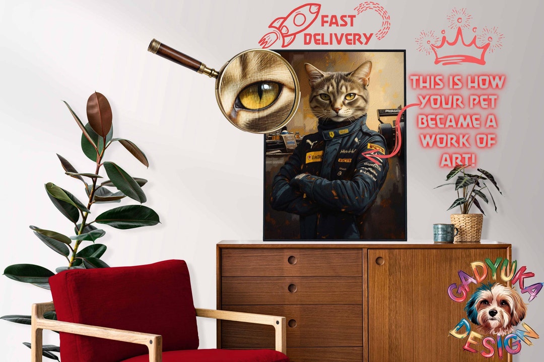 Formula 1 Pet Portrait: Custom Race Car Cat or Dog (digital Product) - Etsy
