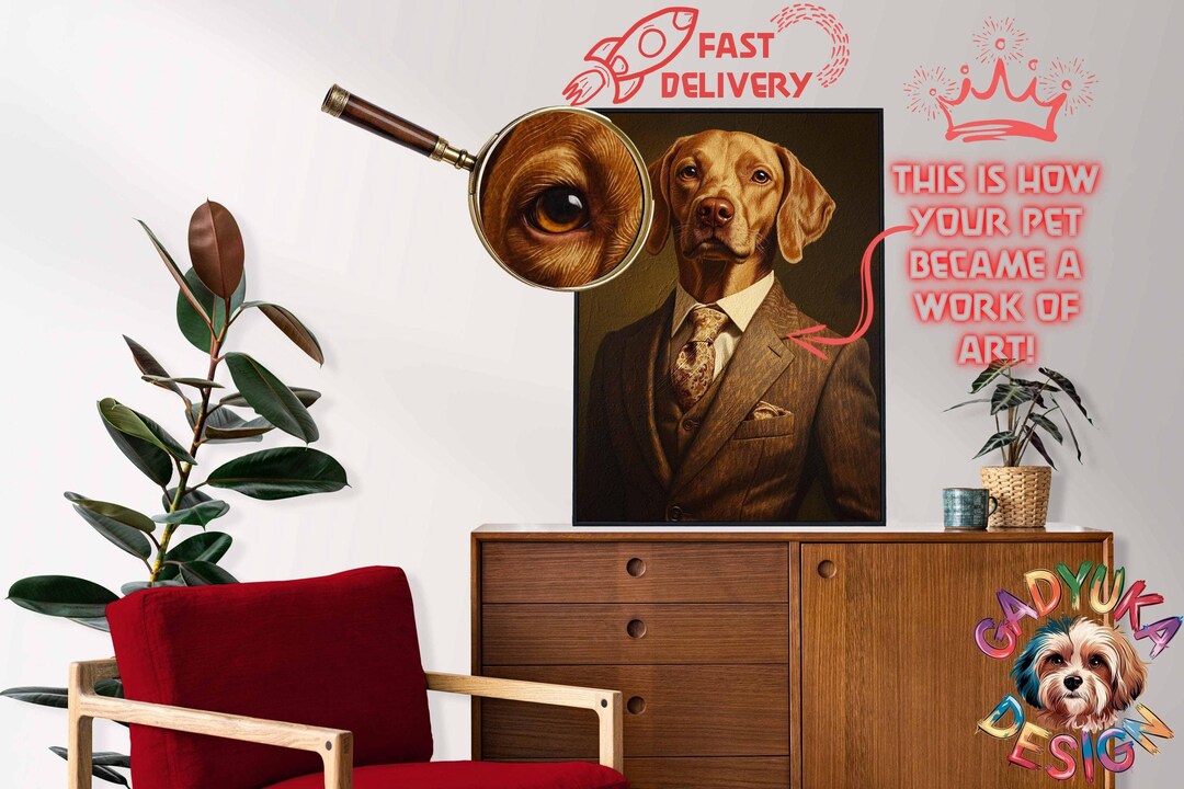 Custom Professor Dog Oilpaint Portrait, Teacher Dog Portrait, Groom Dog ...