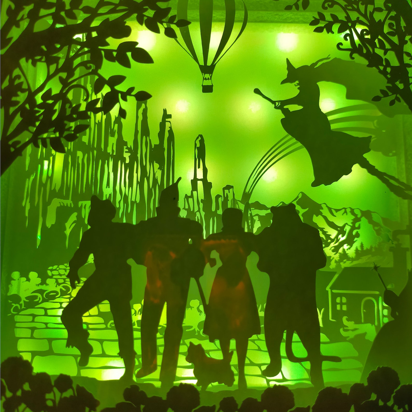 Wizard of Oz Themed Shadow Light Box Papercut 3D Box Art Gift USB Plug ...