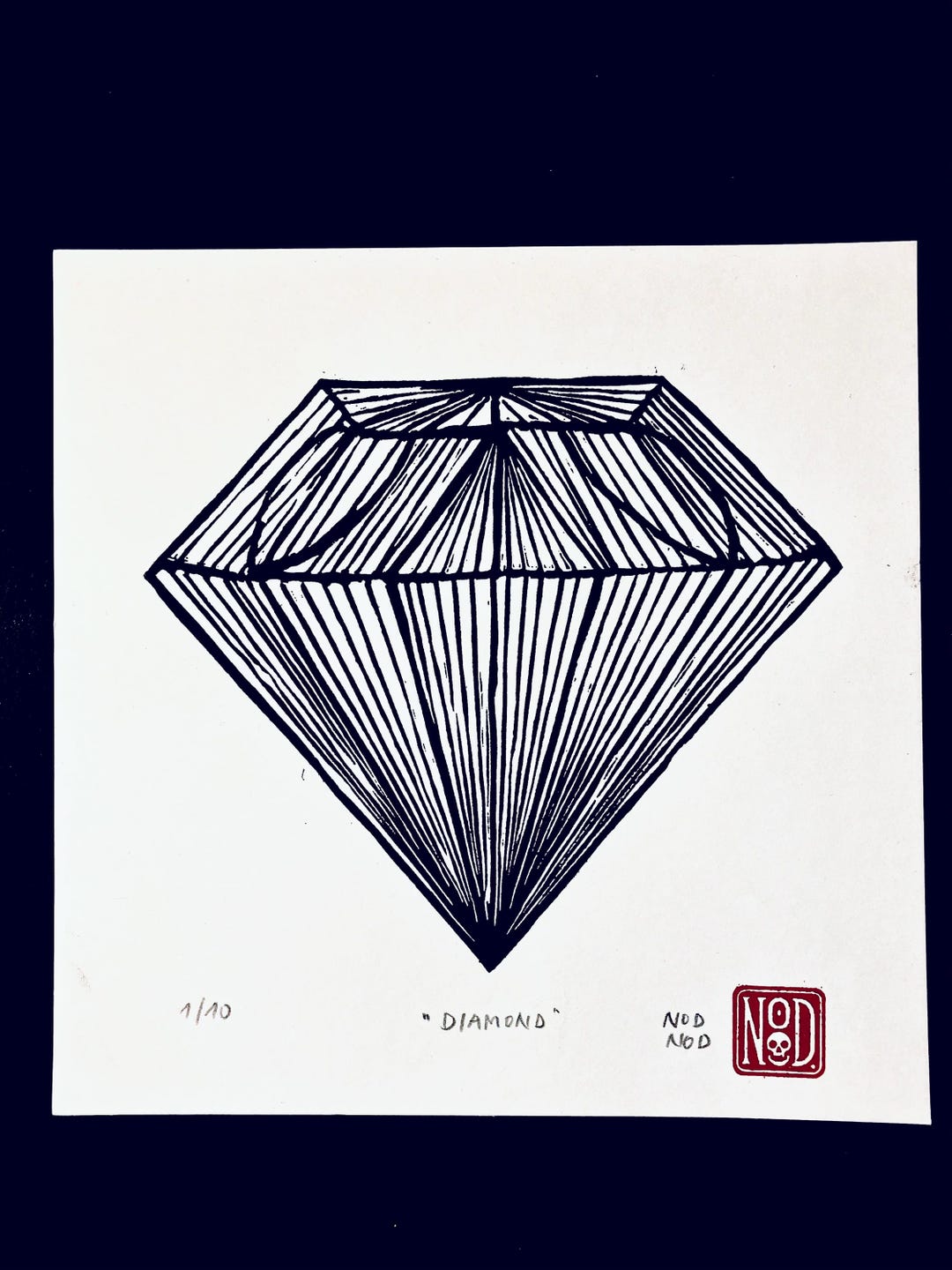 Linocut Print “diamond” // Handmade and Sustainably Printed - Etsy