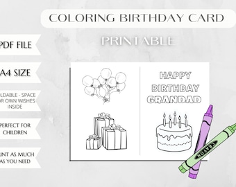 Colouring Birthday Card Children Colouring Pages for Kids Colour Me in ...