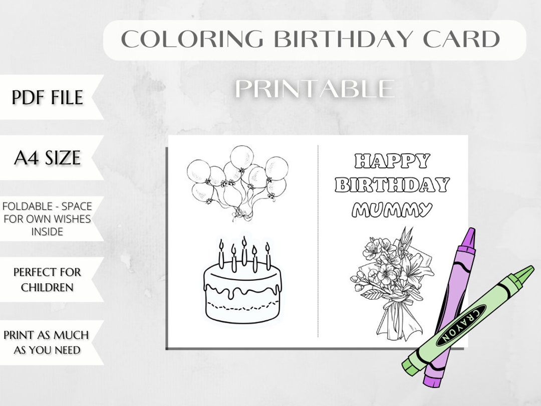 Colouring Birthday Card Children Colouring Pages for Kids Colour Ma in ...