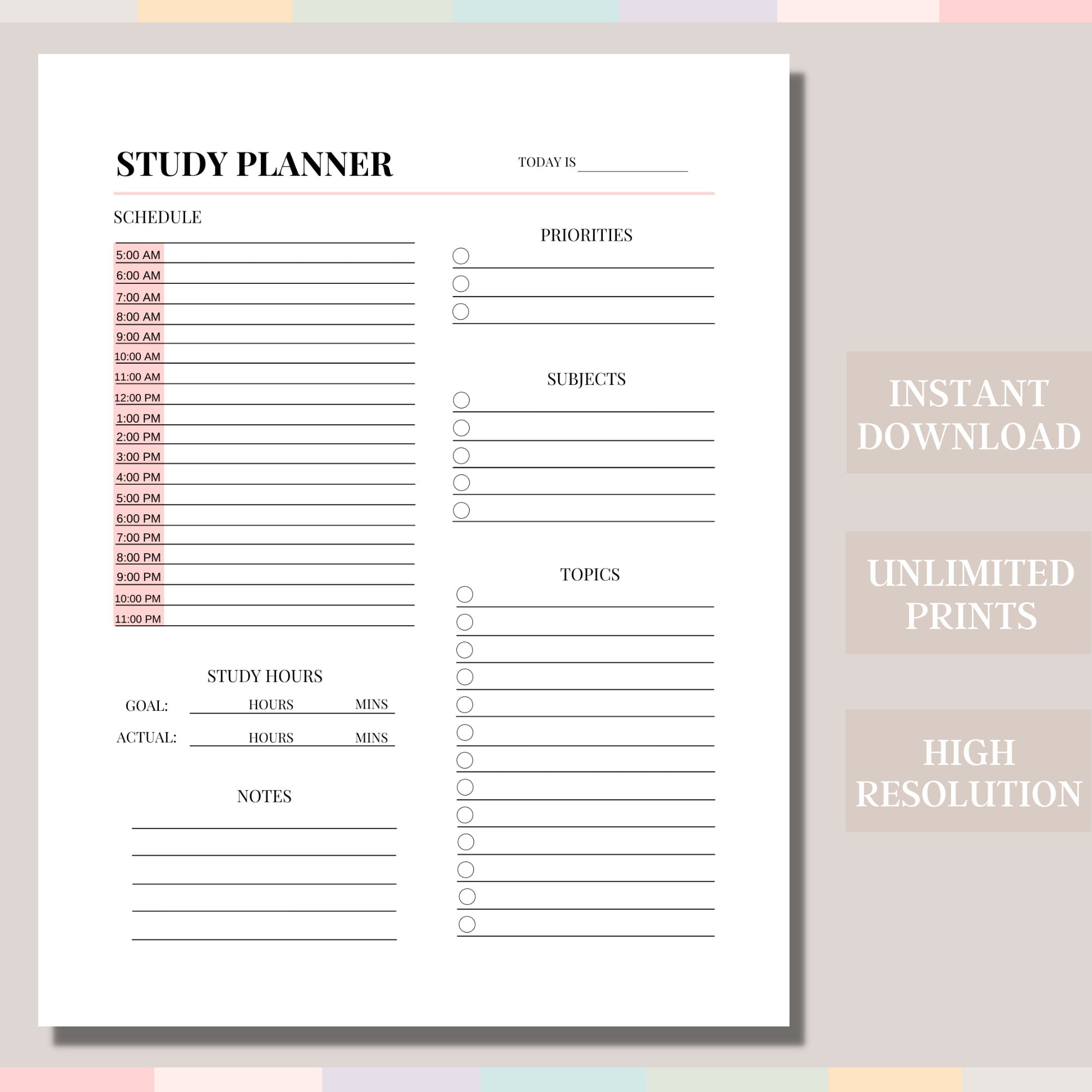Printable Study Planner Study Checklist A4 & Letter Size - Etsy