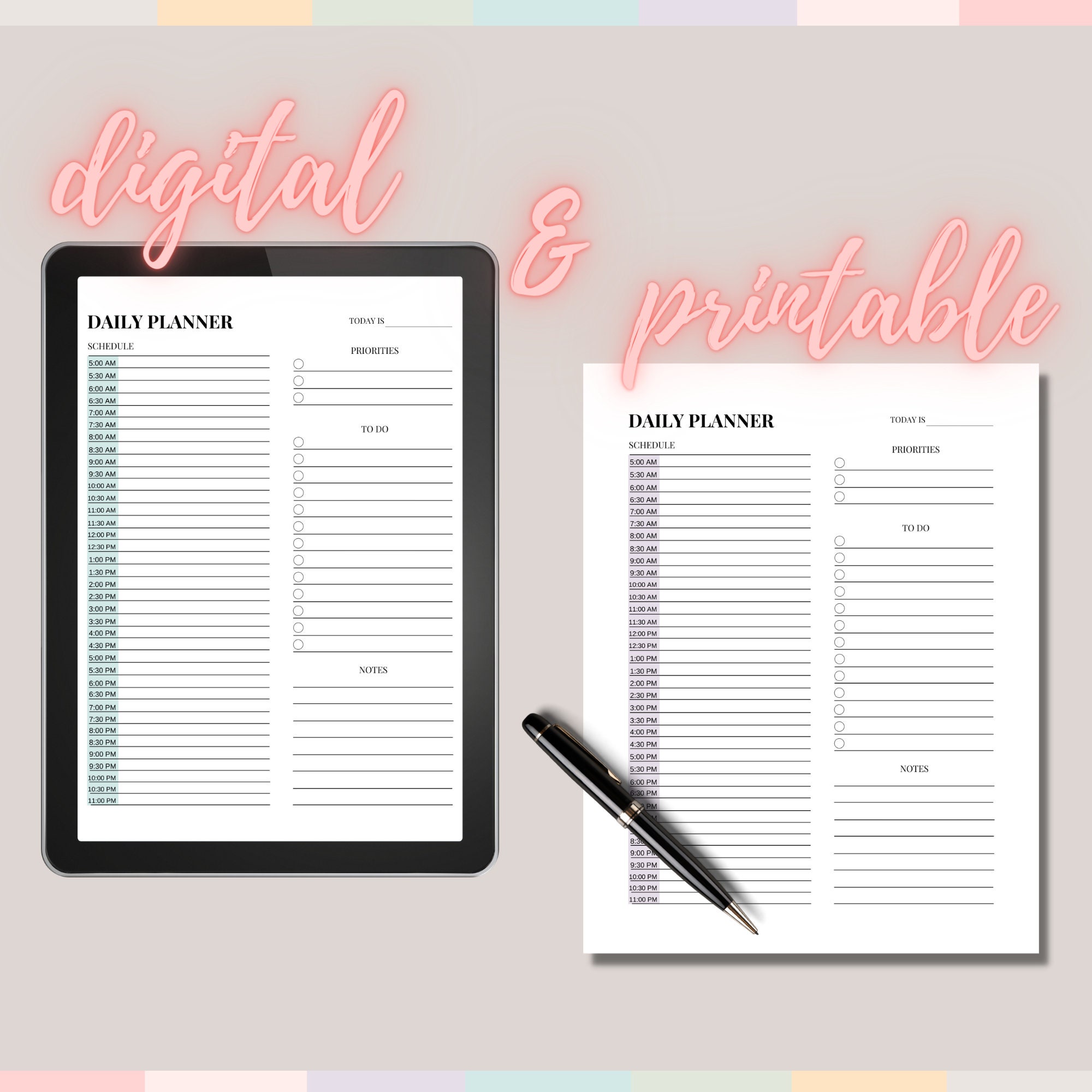 Printable Daily Planner Half Hour Productivity Tracker A4 | Etsy