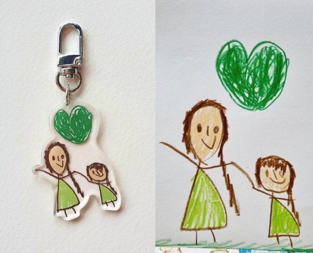 11 Custom Kids' Drawing Keychains, Children's Artwork, Favors for Kids ...