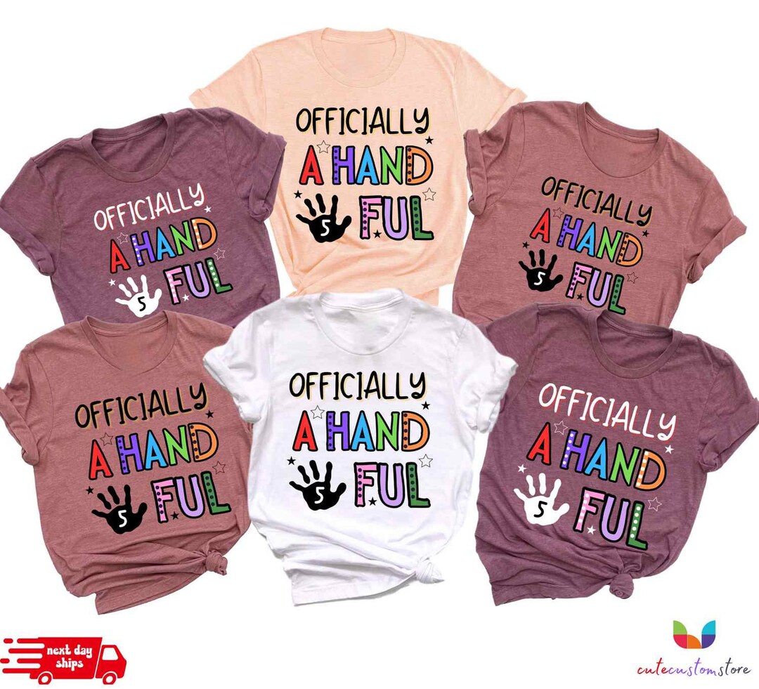 Officially a Handful Shirt ,kids Birthday Shirt ,5th Birthday Shirt ...