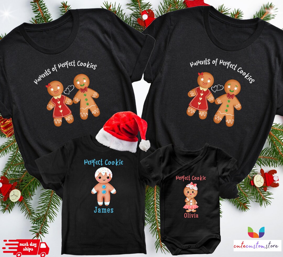 Gingerbread Matching Family Christmas Pajamas Shirts, Personalized ...