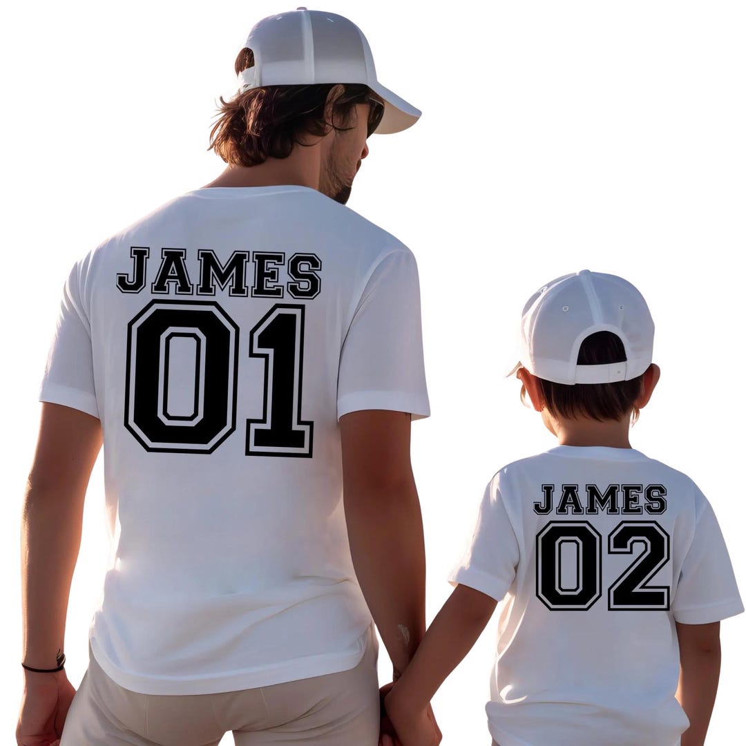 Custom Name Number T-shirts Matching Dad Son Family Outfits ...