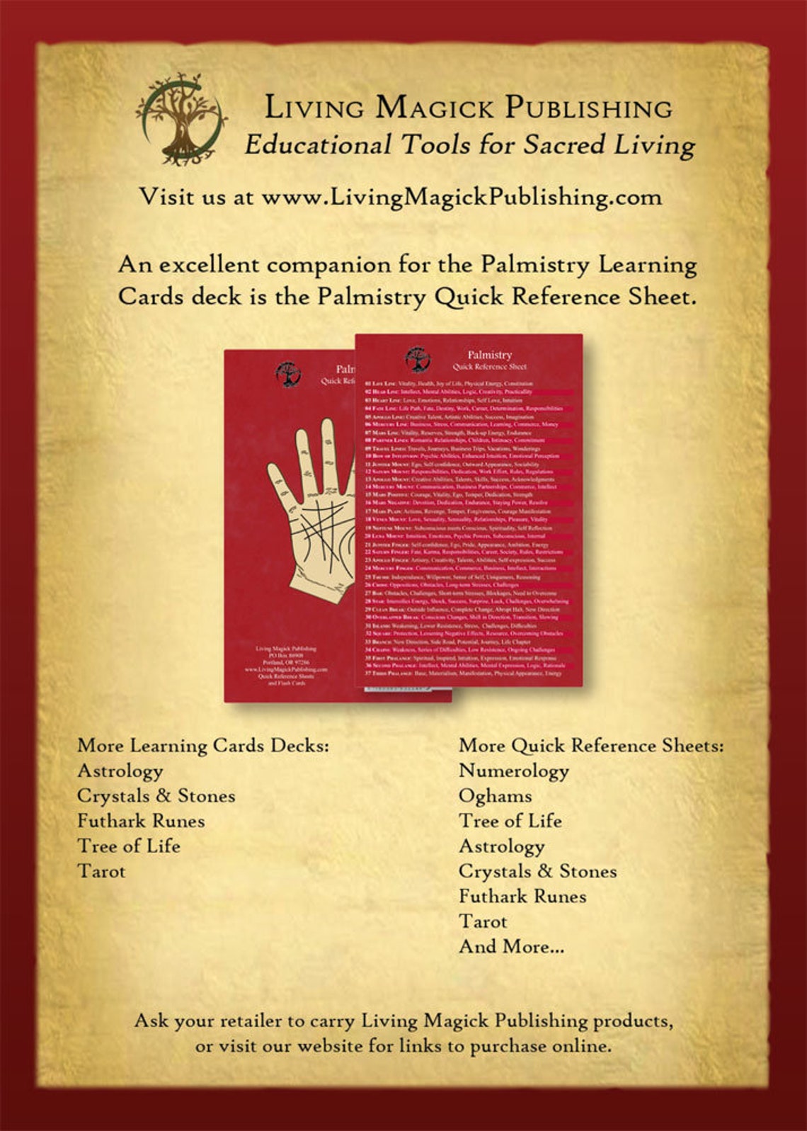 Palmistry Learning Cards Living Magick Publishing - Etsy