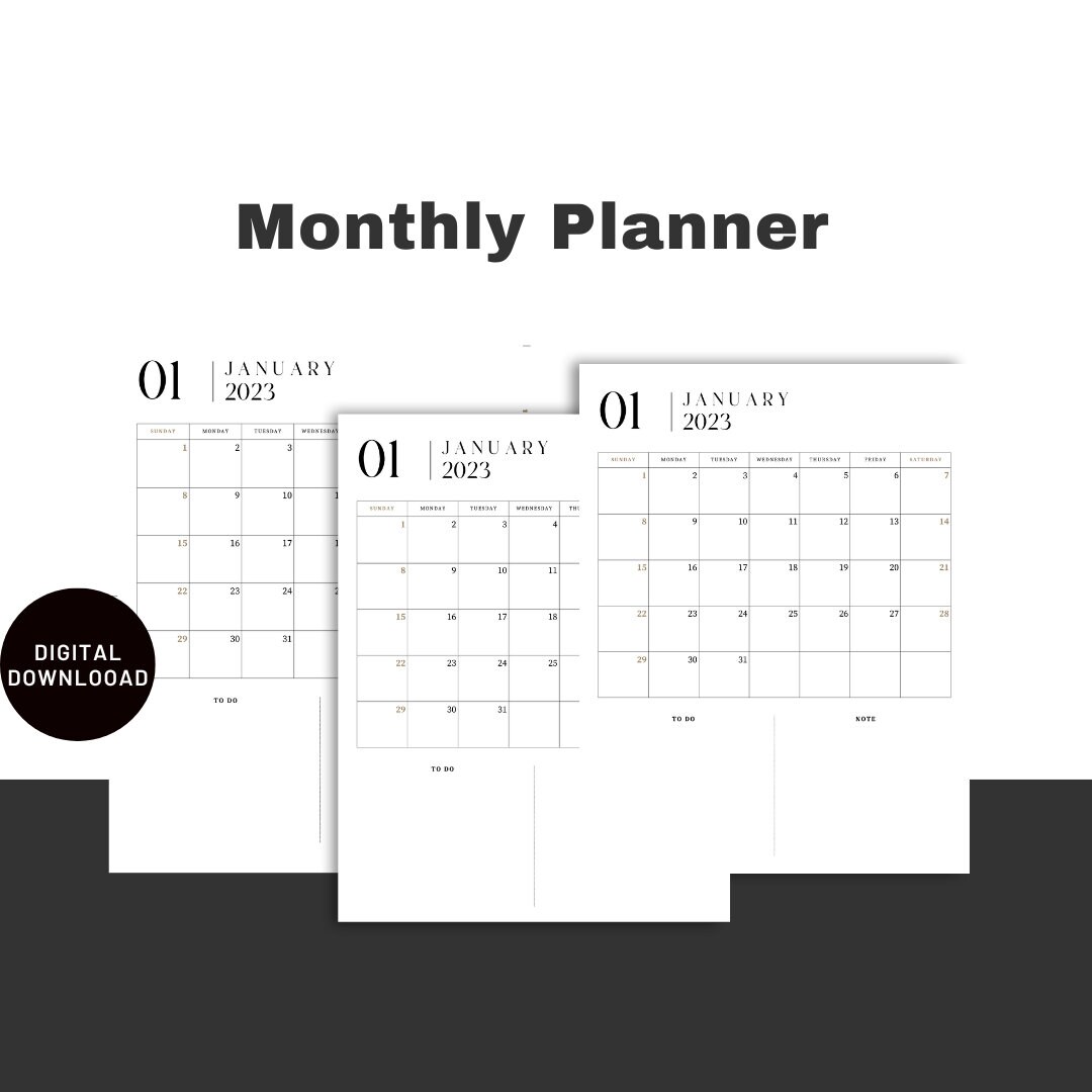 Monthly Planner, Undated Monthly Planner, Monthly Digital Planner ...