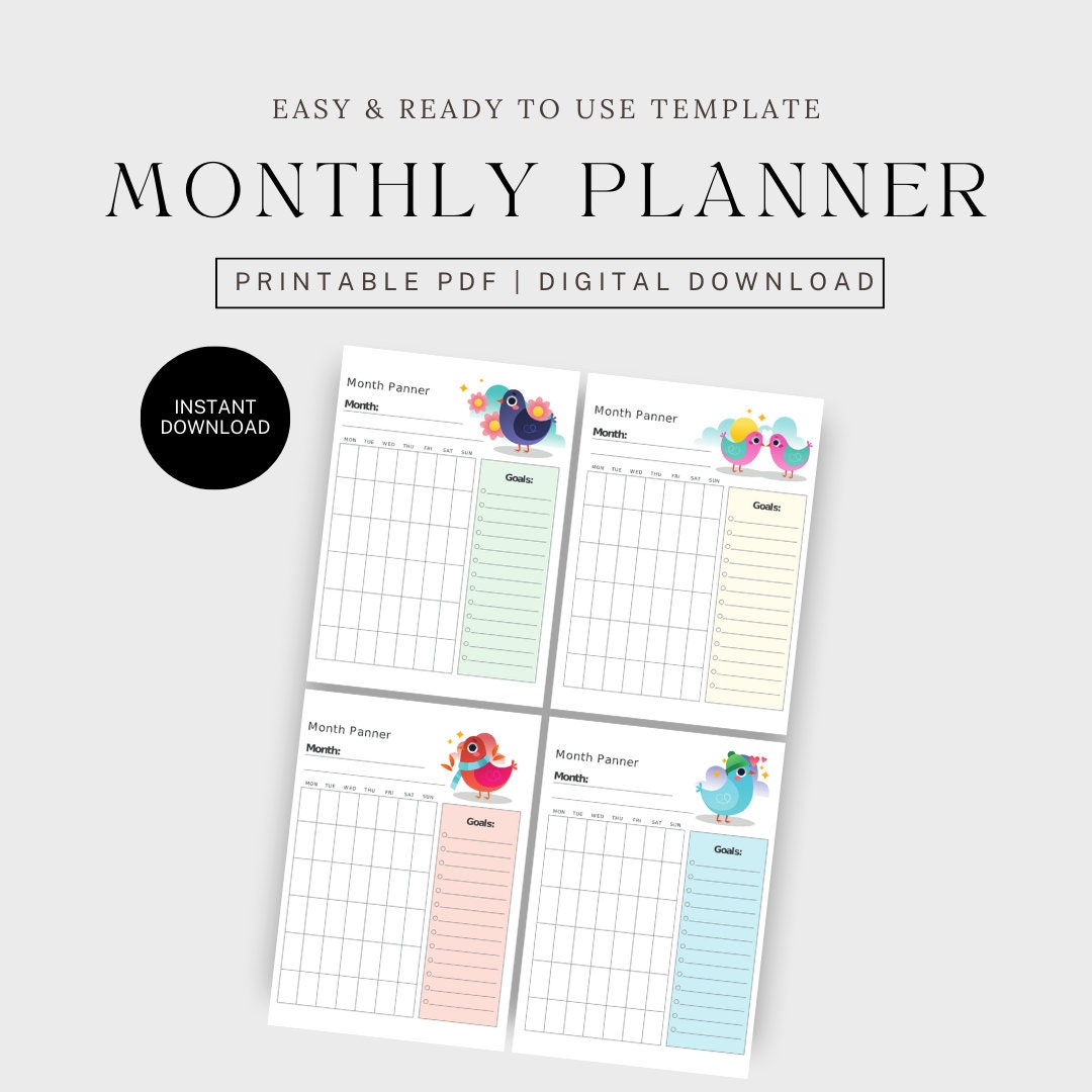 Kids Watercolor Planner | Digital Planner | Printable Planner | Daily ...