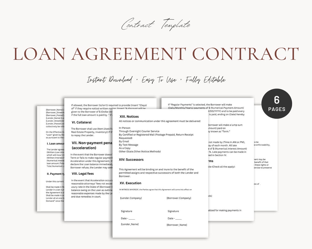 Loan Agreement Contract | Contract Template | Loan Agreement Contract ...