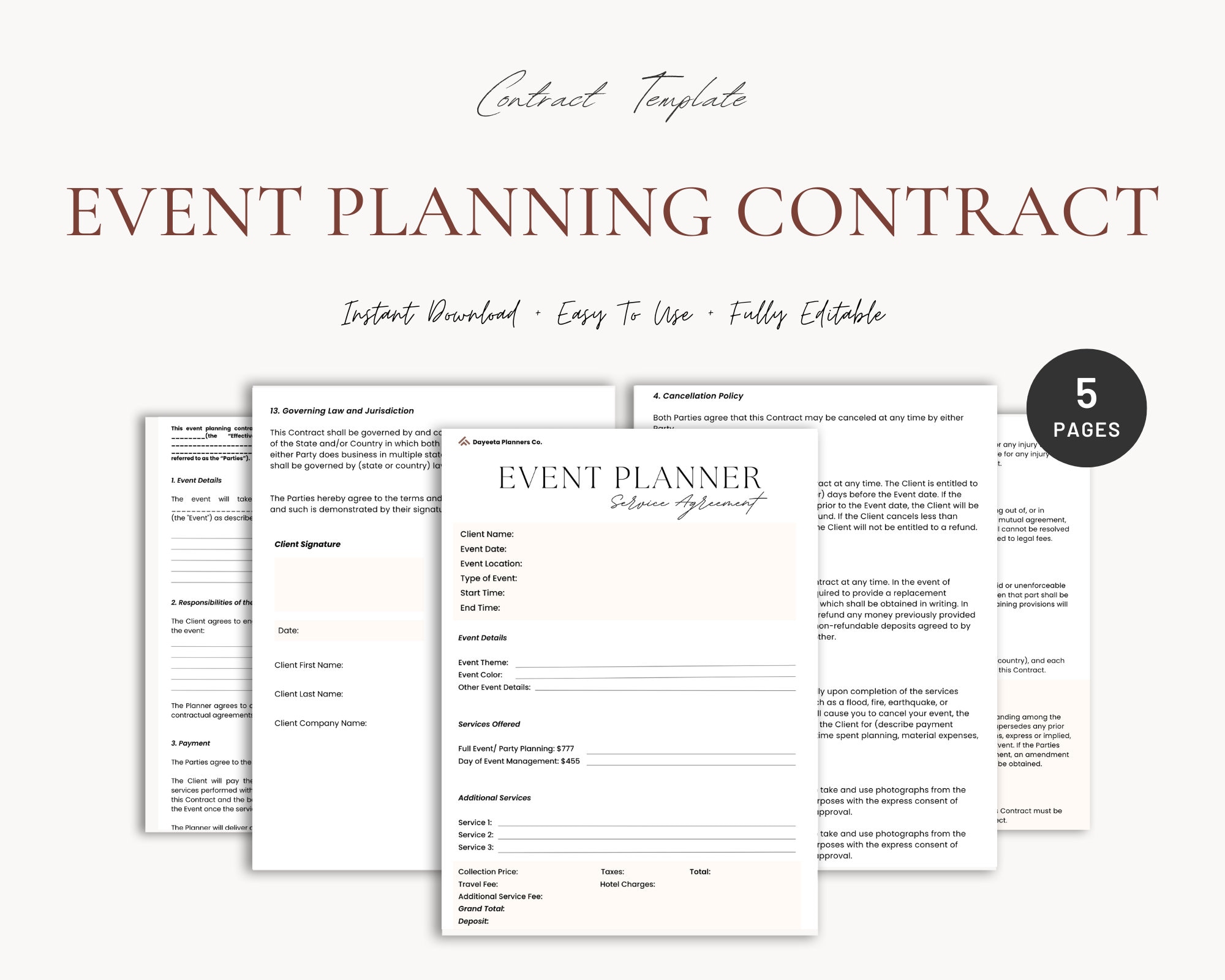 Event Contract | Contract Template | Event Contract Template | Canva ...