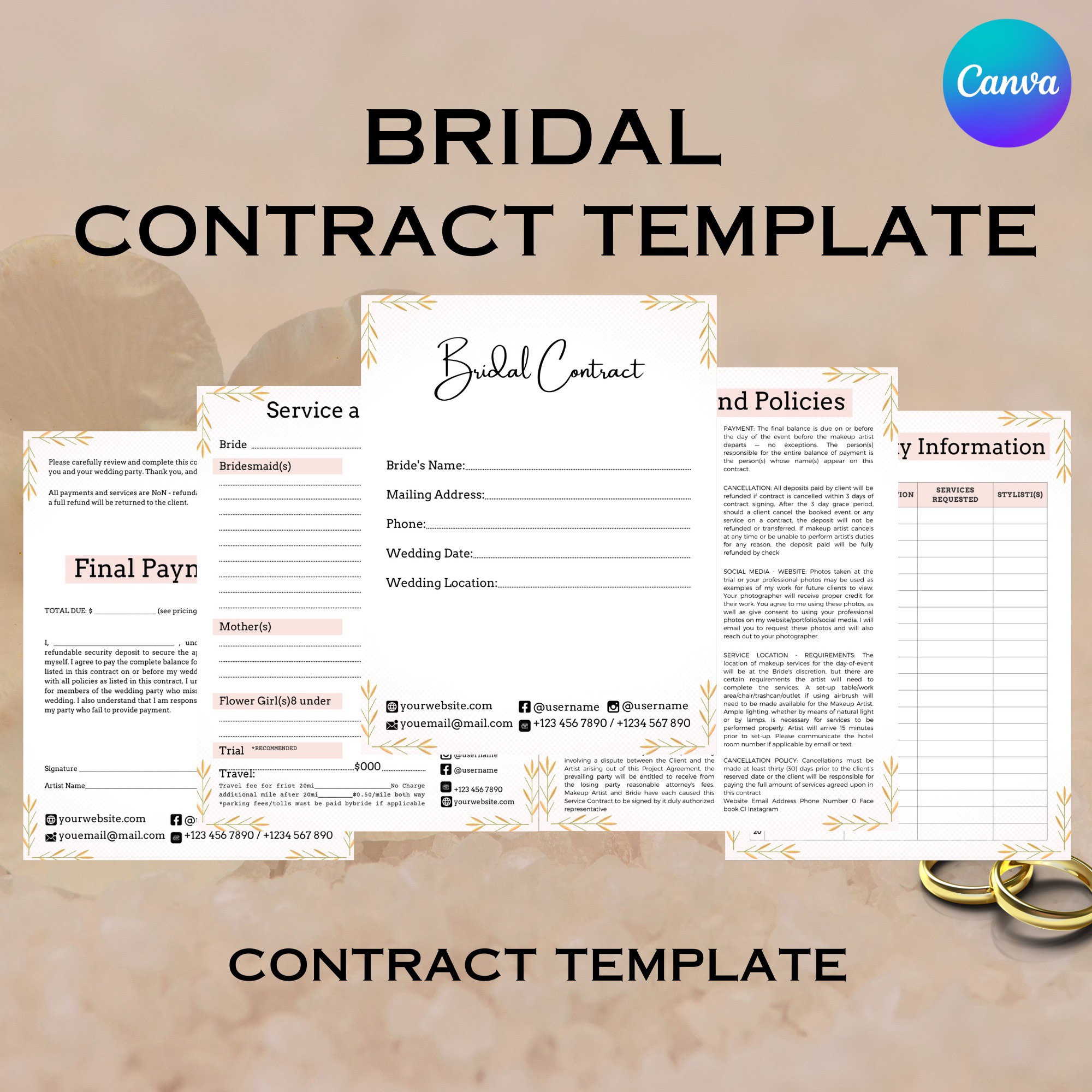 Bridal Contract | Makeup Contract | Bridal Makeup | Service Contract ...