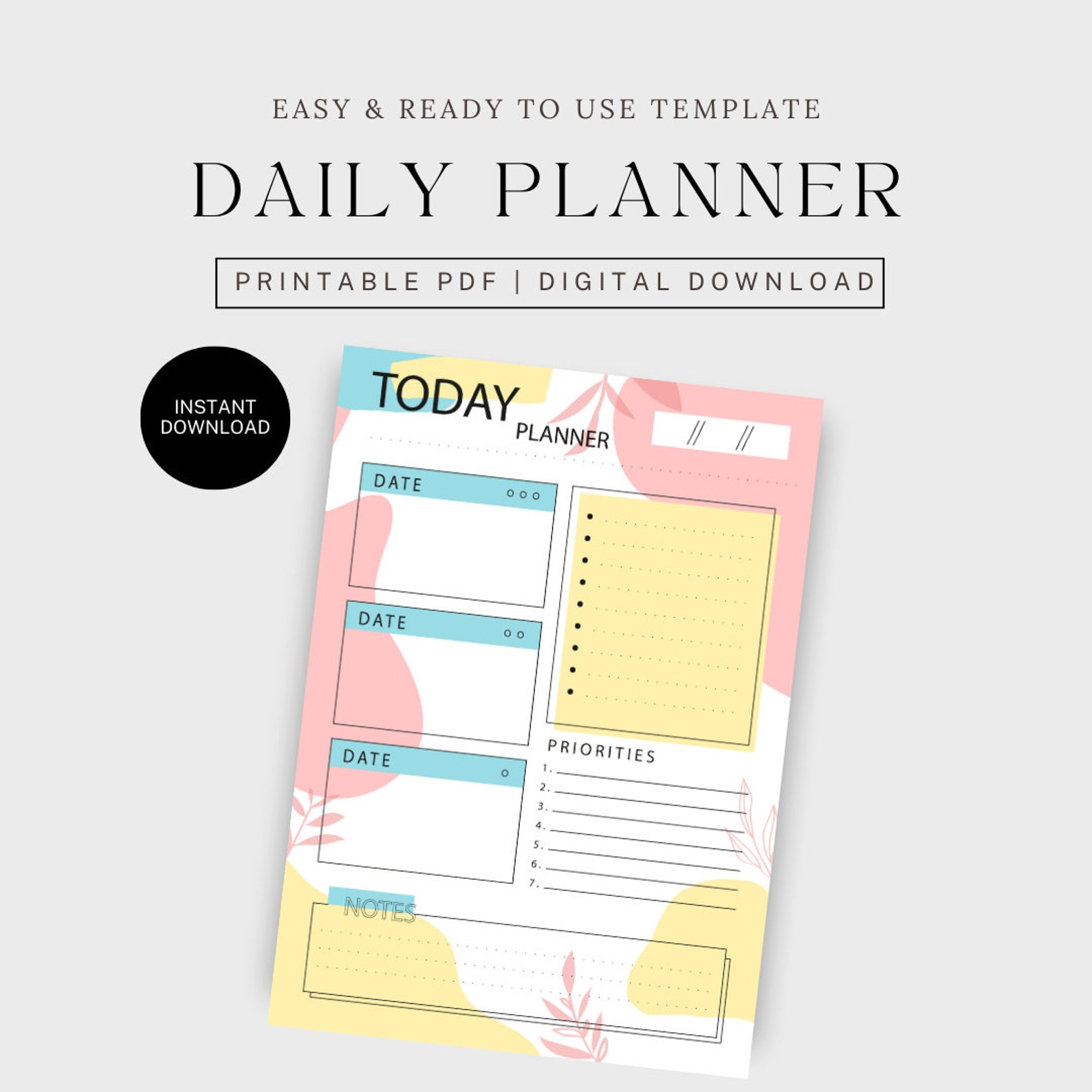 Today Planner Digital Planner Printable Planner Daily Weekly Planner ...