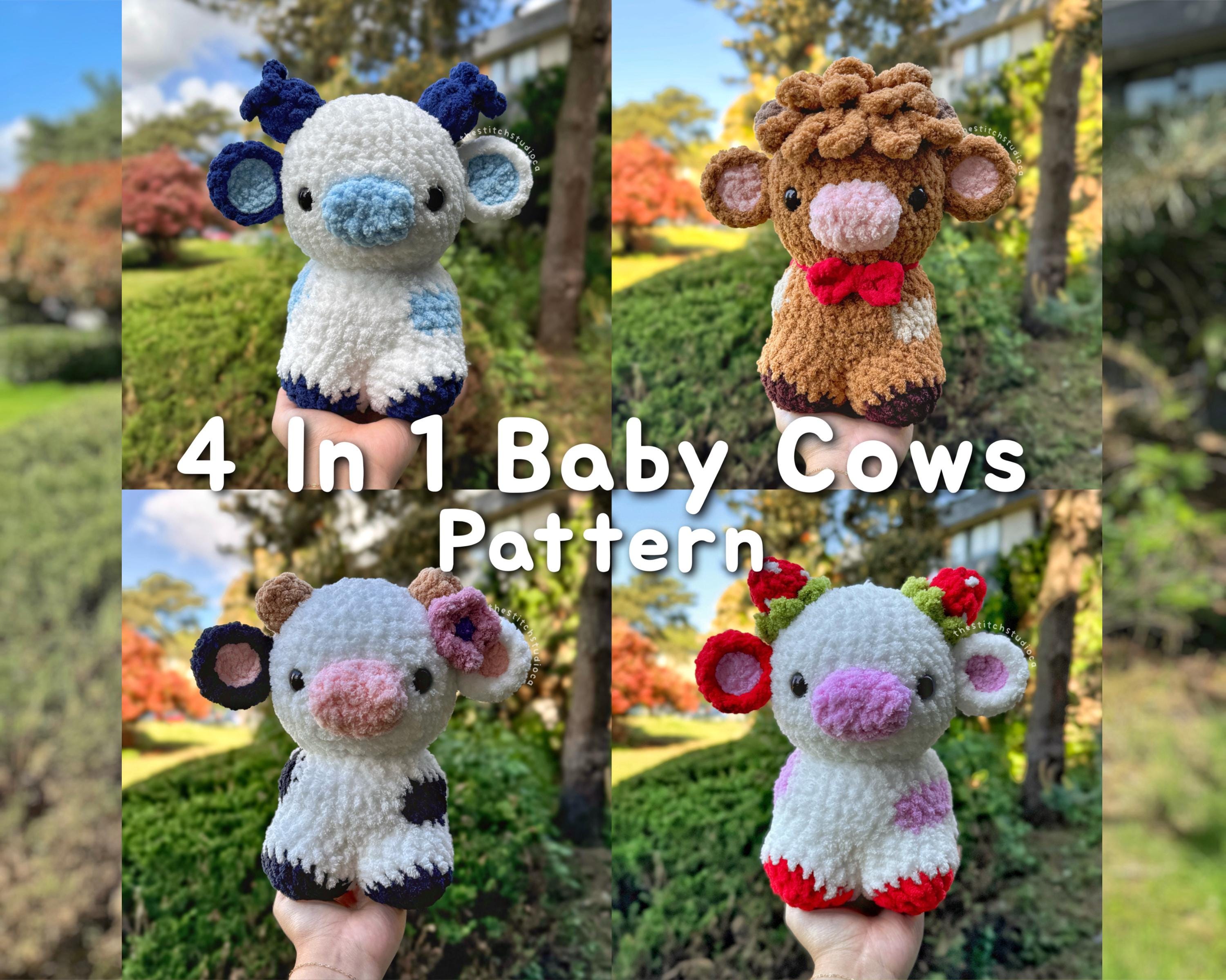4 in 1 Standing Baby Cows Crochet Pattern | Fruit & Highland Cow ...