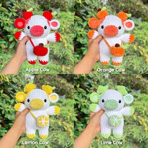 12 in 1 Fruit Cows Plushie Crochet Pattern | Strawberry, Blueberry ...
